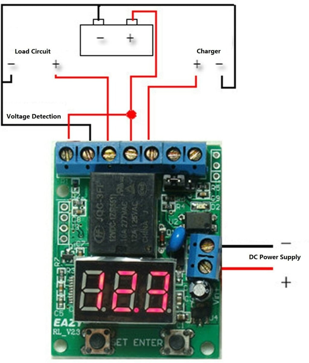מודול EAZY-RL 12V בקרת טעינת מצבר ופריקת מתח עם ממסר - Hackstore